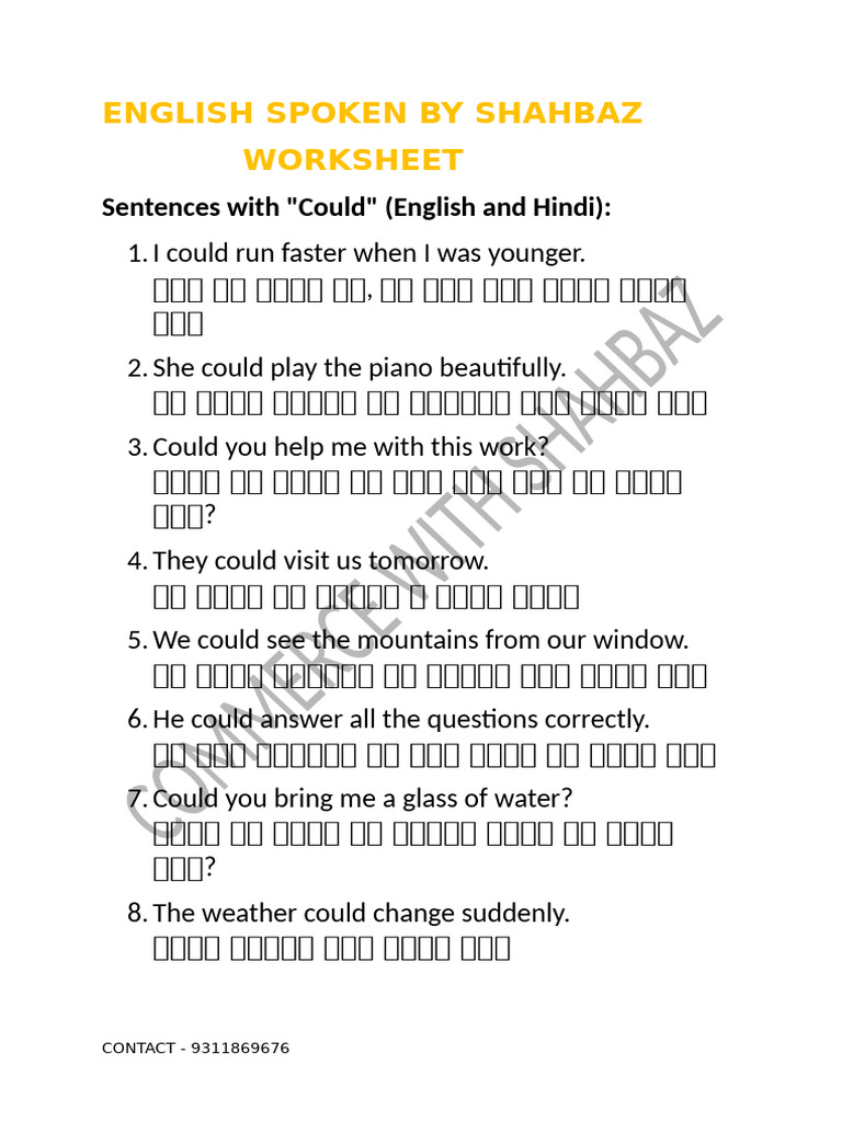 Use of Could and Could Have Only | PDF
