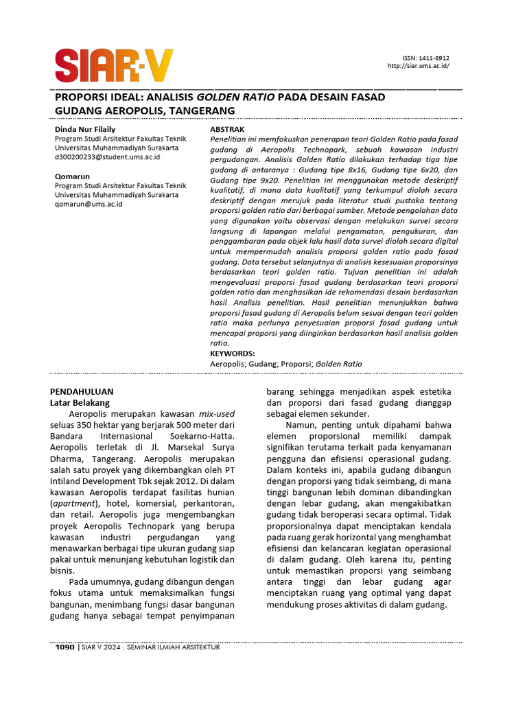 Proporsi Ideal: Analisis Pada Desain Fasad Gudang Aeropolis, Tangerang ...