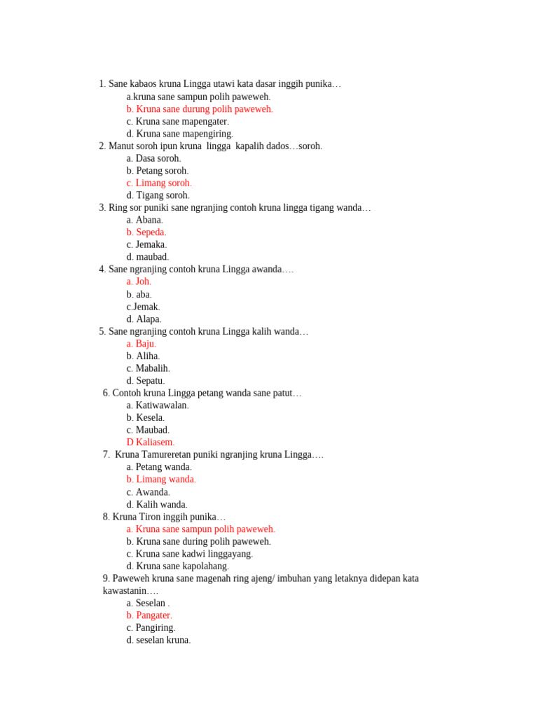 Bahasa Bali - Soal Wangun Kruna | PDF