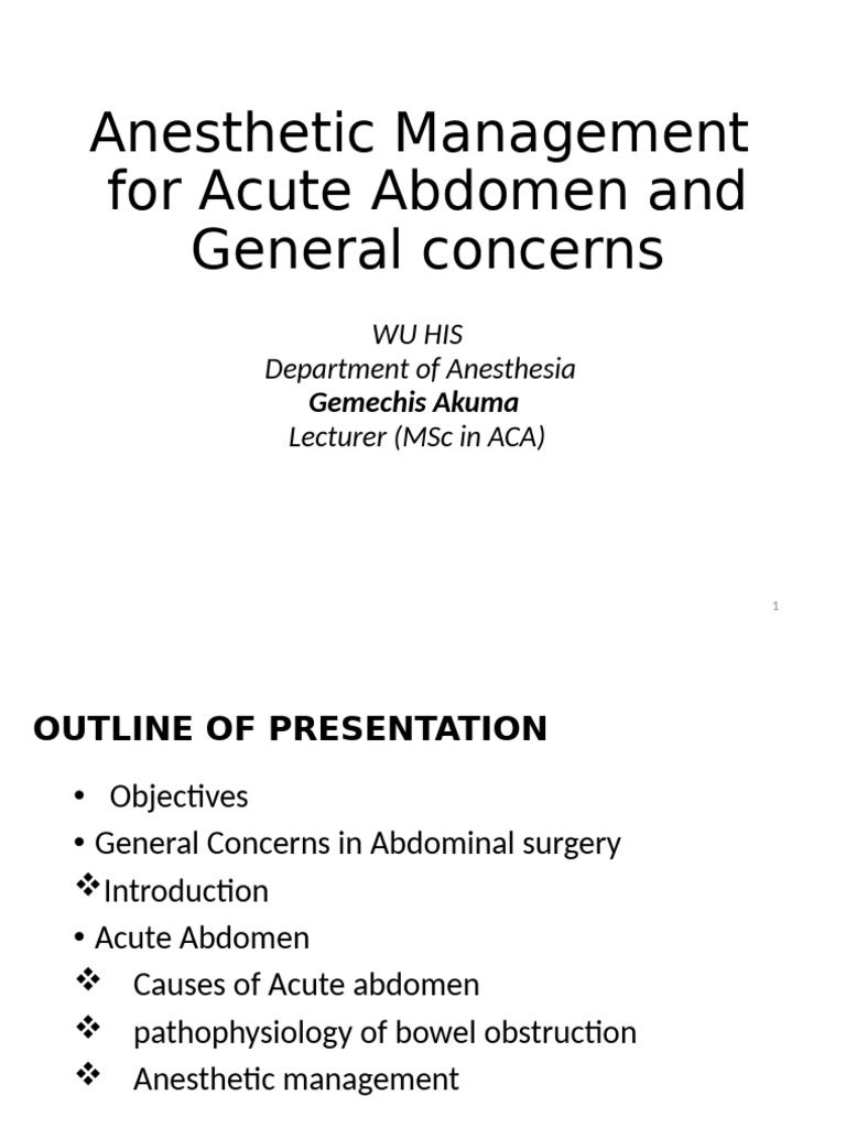01 Management for Acute Abdomen | PDF | Anesthesia | Diseases And Disorders