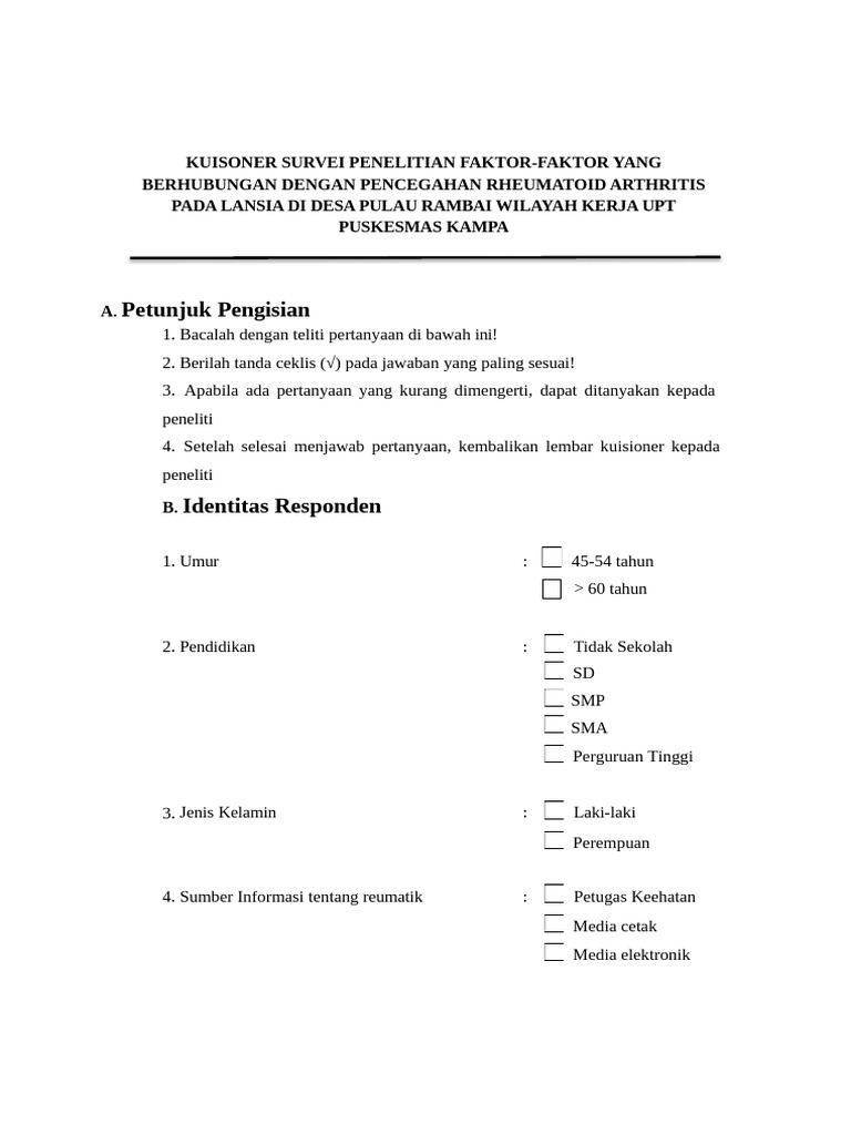 KUISONER SURVEI PENELITIAN FAKTOR | PDF