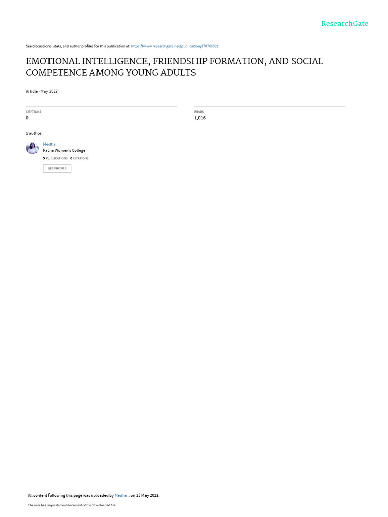 UGCarticle1fullpages (1) | PDF | Emotional Intelligence | Friendship