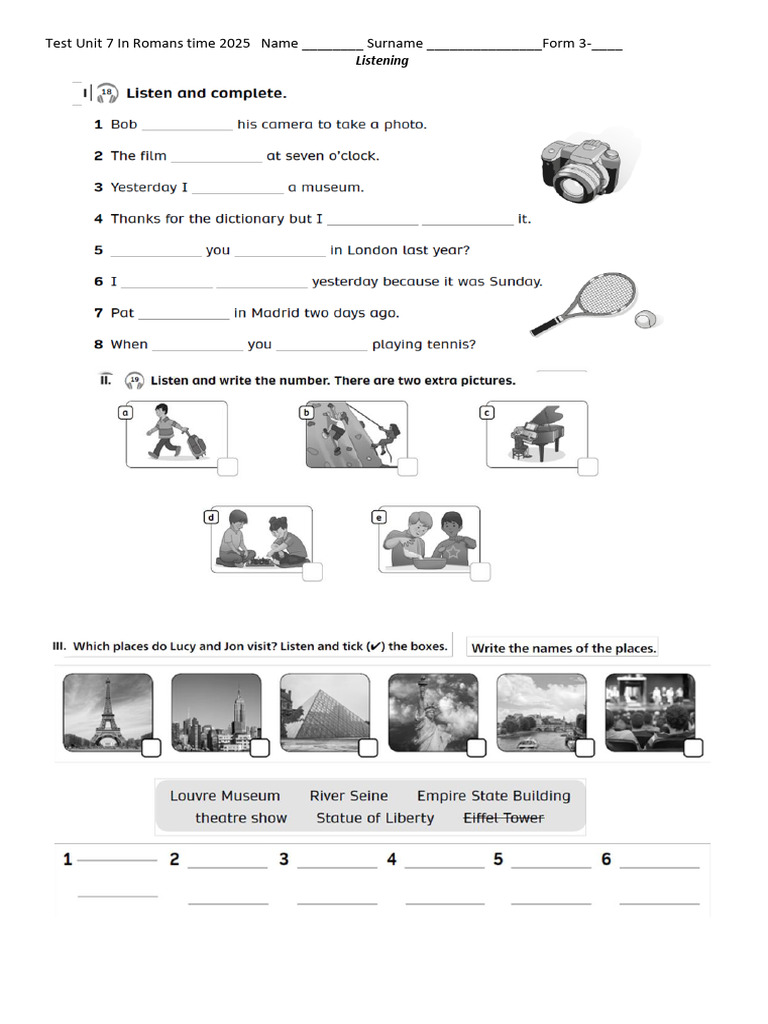 TEST Form 3 Unit 7 Romans | PDF
