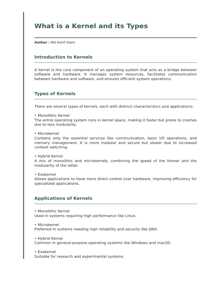 Types of Operating System Kernels | PDF
