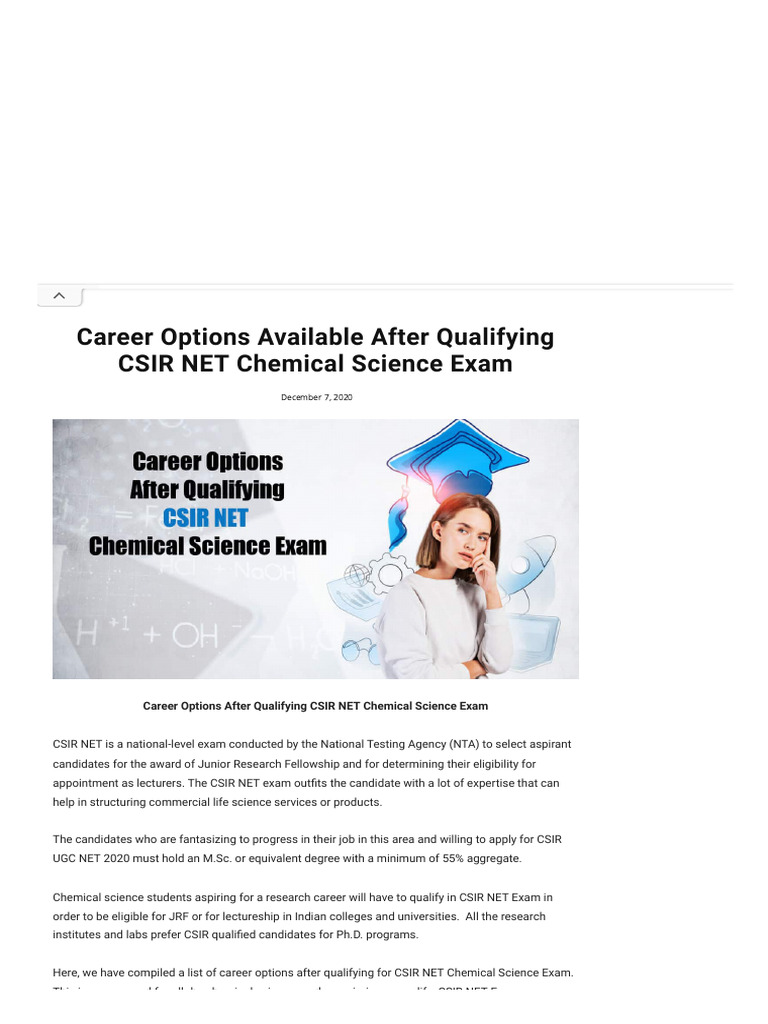 Career Paths After CSIR NET Chemical Science | PDF