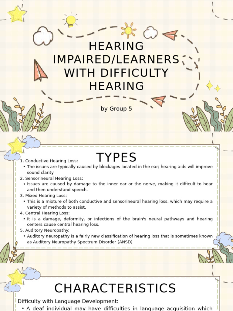 Hearing Impaired Learners With Difficulty Hearing | PDF | Hearing Loss | Hearing