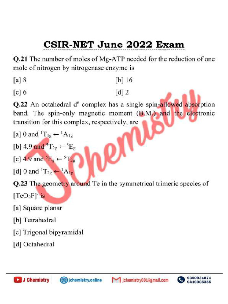 CSIR-NET_June_2022_Exam_c | PDF