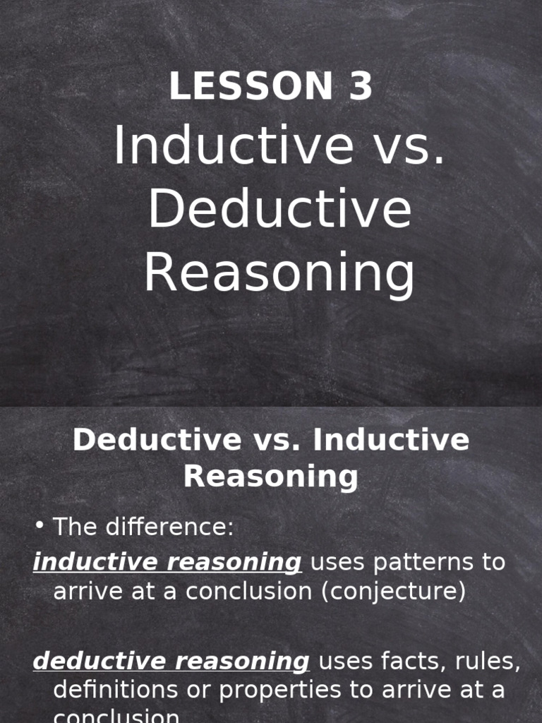 3.1 - Inductive Vs Deductive | PDF | Inductive Reasoning | Reason