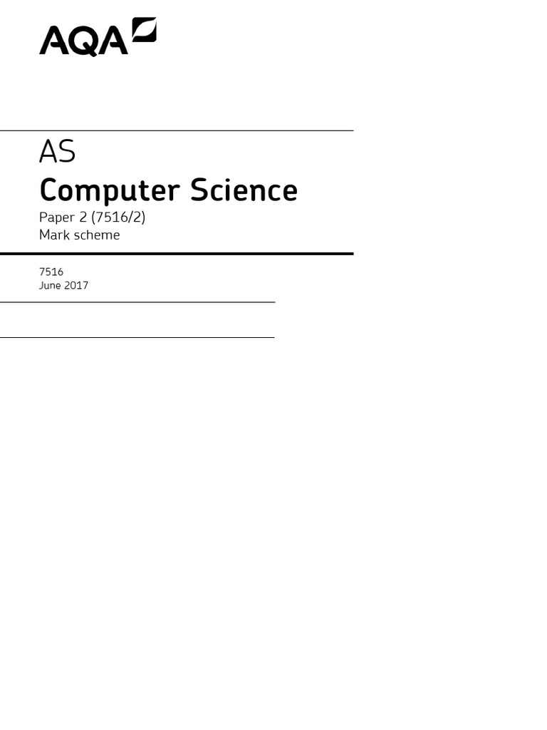June 2017 MS - Paper 2 AQA Computer Science AS-level | PDF | Computer Architecture | Computer ...