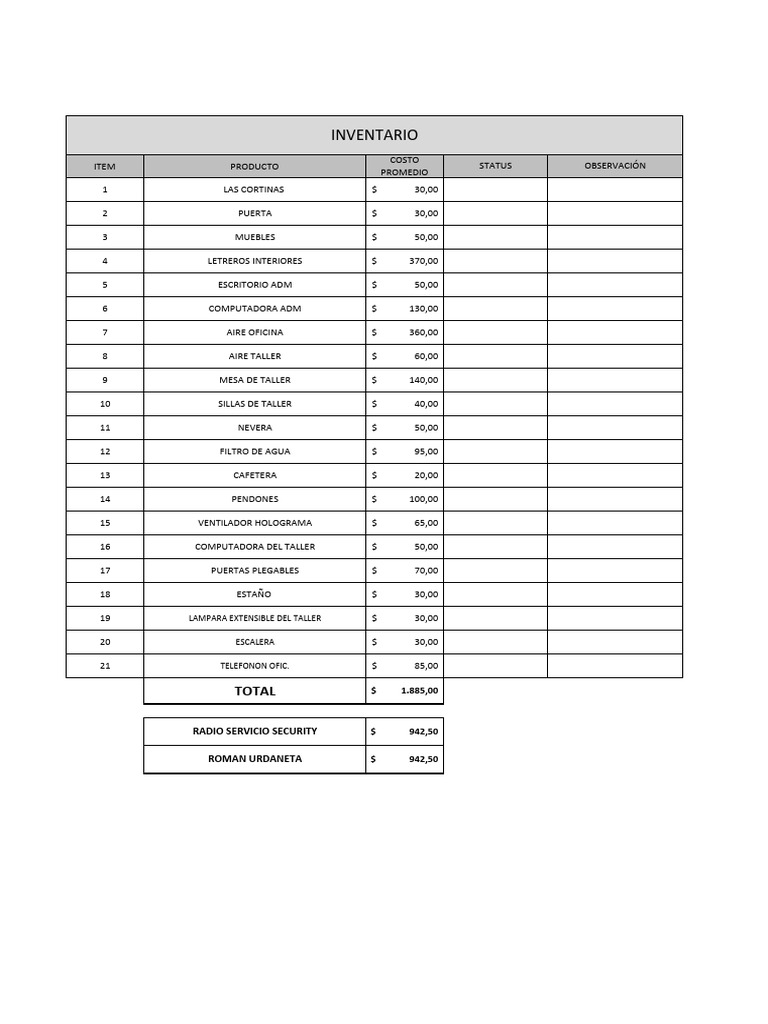 Estado de Cuenta Inventario General - SR - Roman-3 | PDF