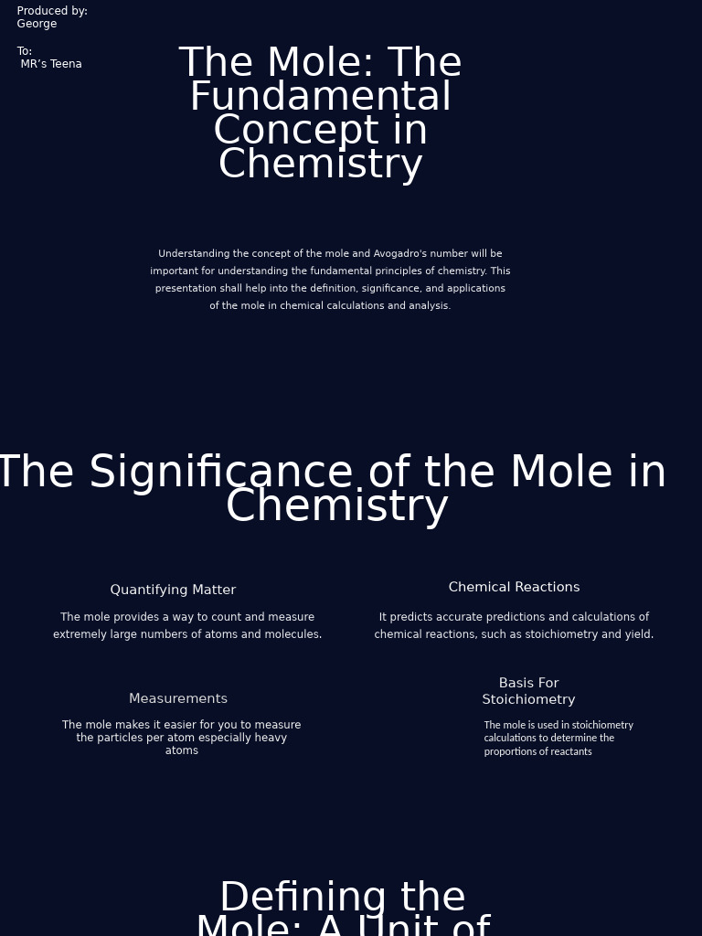 The Mole A Fundamental Concept in Chemistry | PDF | Mole (Unit ...
