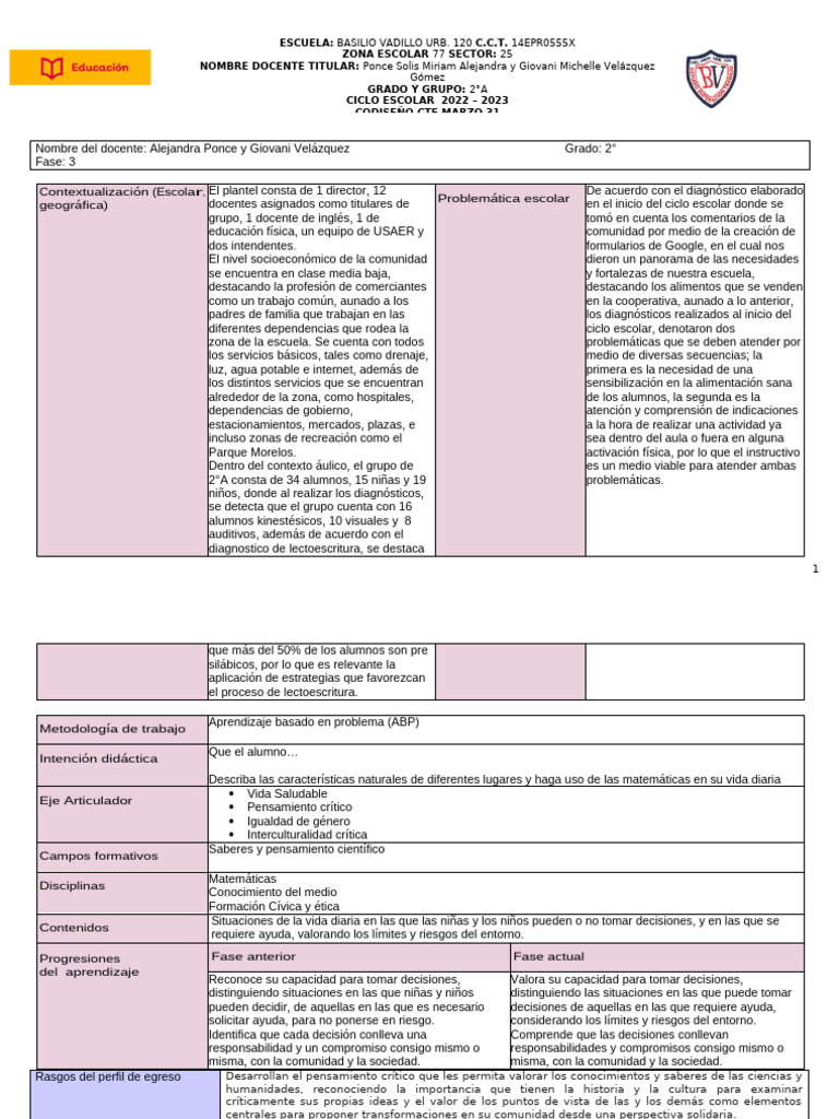 Formato Codiseño. Fase 3. 2° Ética, Naturaleza y Sociedad Mtros. Alejandra y Giovani | PDF ...
