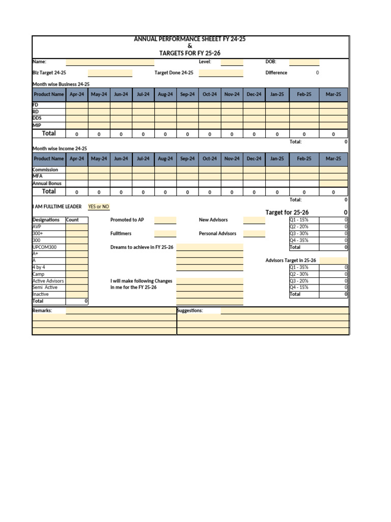 Annual Biz Target Income Sheet | PDF