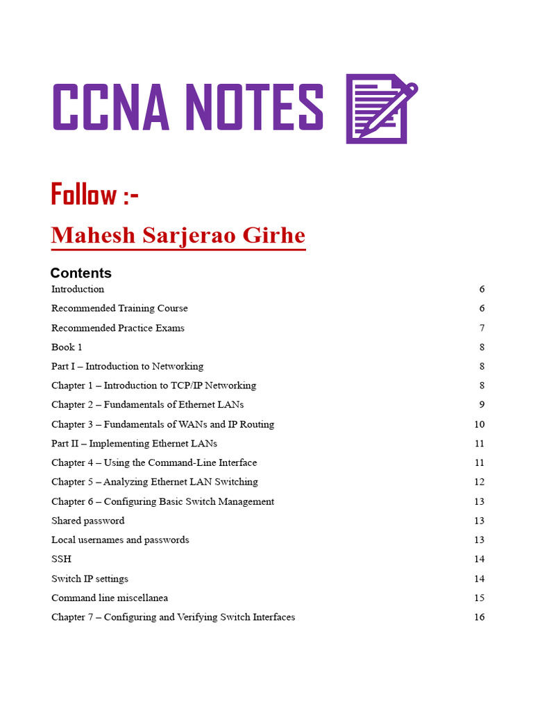 CCNA_NOTES | PDF | Computer Science | Telecommunications Standards
