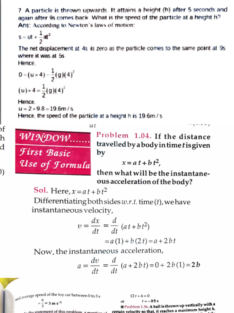 Particle Motion and Acceleration Problems | PDF | Acceleration | Motion (Physics)