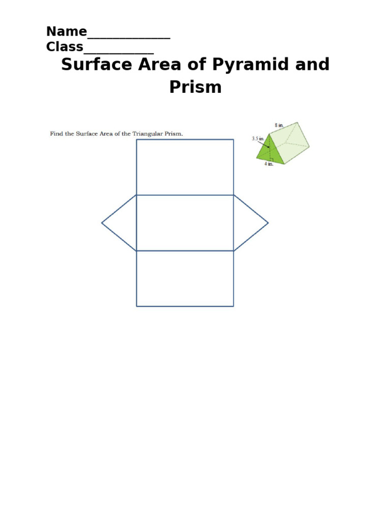 Surface Area of Pyramids & Prisms | PDF