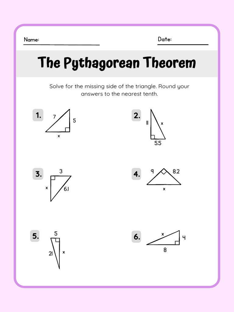 Pythagorean Theorem Worksheet | PDF