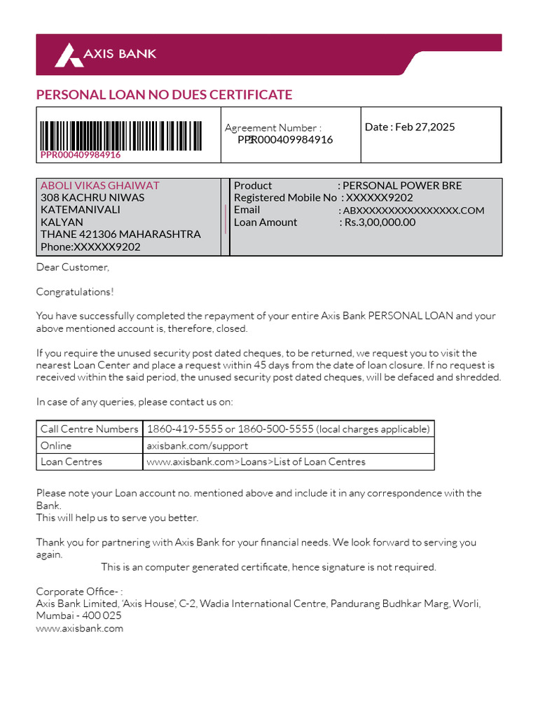 PERSONAL POWER BRE 3 Lakhs | PDF