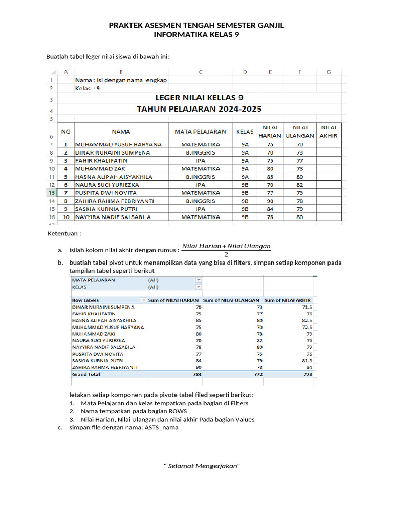 soal ASTS kelas 9 | PDF
