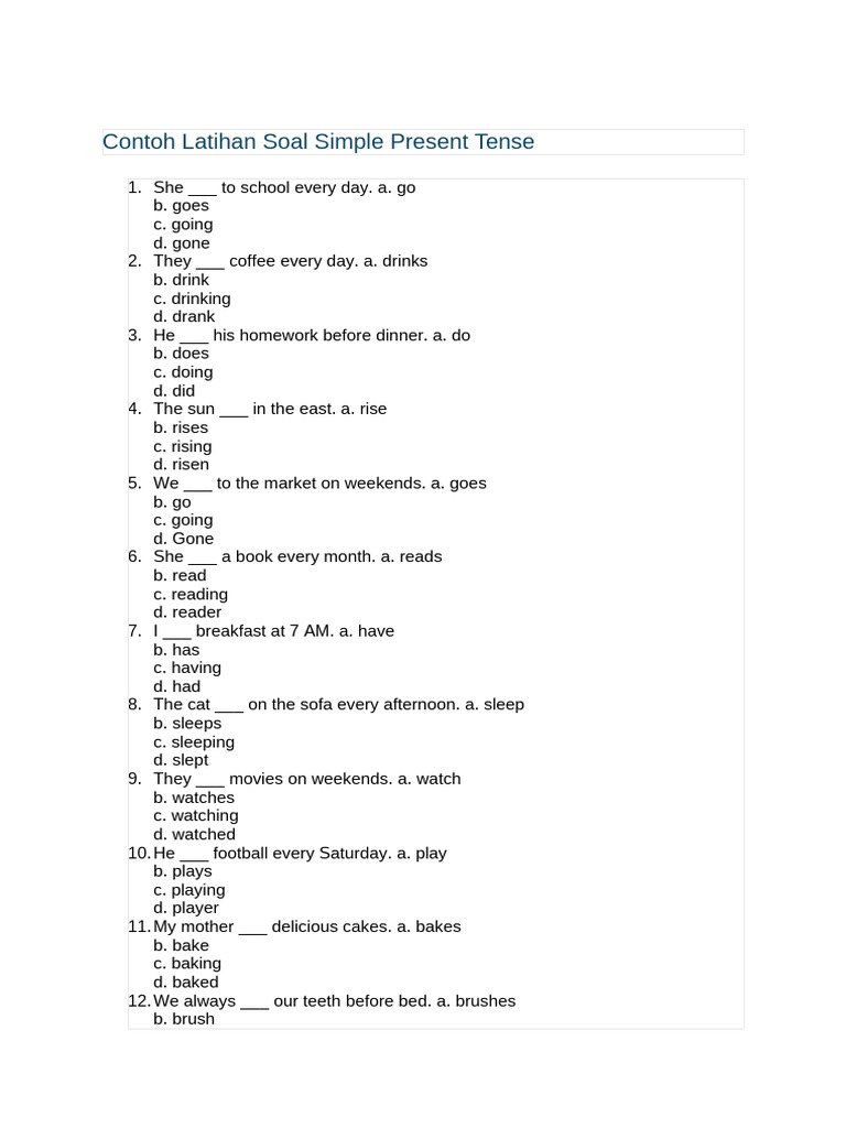 Lat. Soal Simple present | PDF
