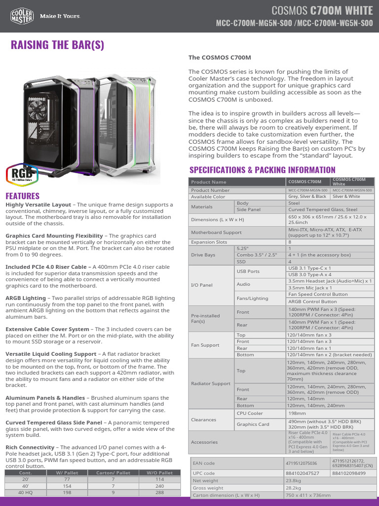 COSMOS C700M: Versatile PC Chassis | PDF | Computer Hardware | Computing