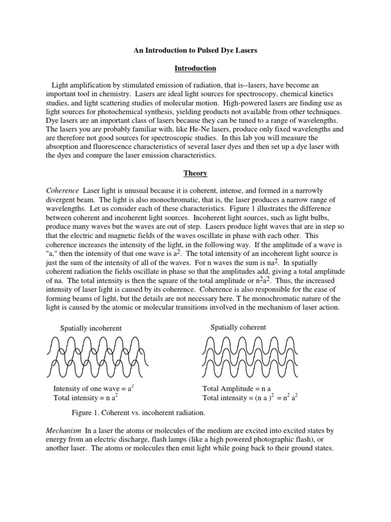 An Introduction To Pulsed Dye Lasers | PDF | Laser | Emission Spectrum
