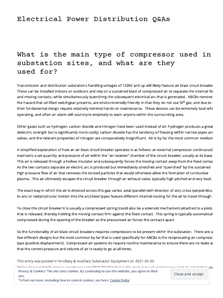 What Is The Main Type of Compressor Used in Substation Sites, and What ...