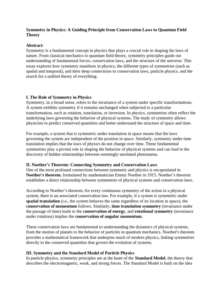 Symmetry in Physics | PDF | Elementary Particle | Standard Model
