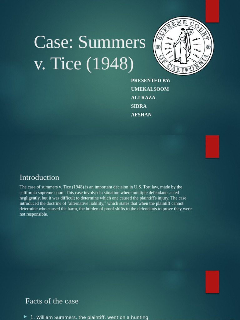 Case Summer V.tice | PDF
