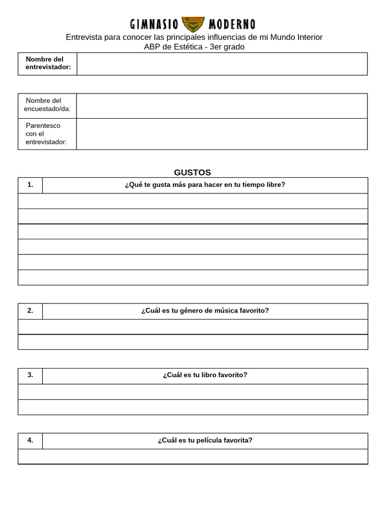 Formato Para Entrevistas (Imprimir) | PDF
