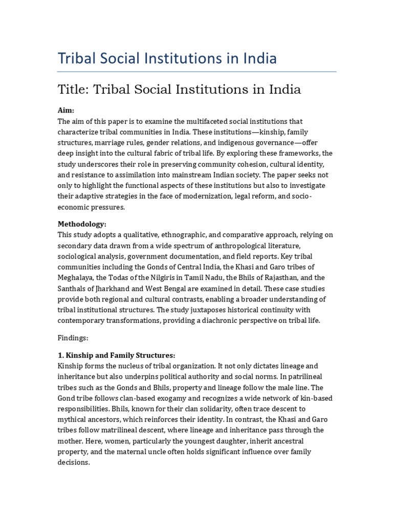 Tribal Social Structures in India | PDF | Tribe | Marriage