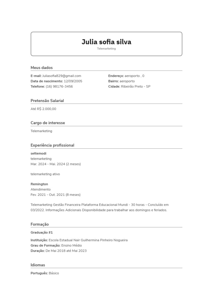 Curriculo Julia 2 | PDF