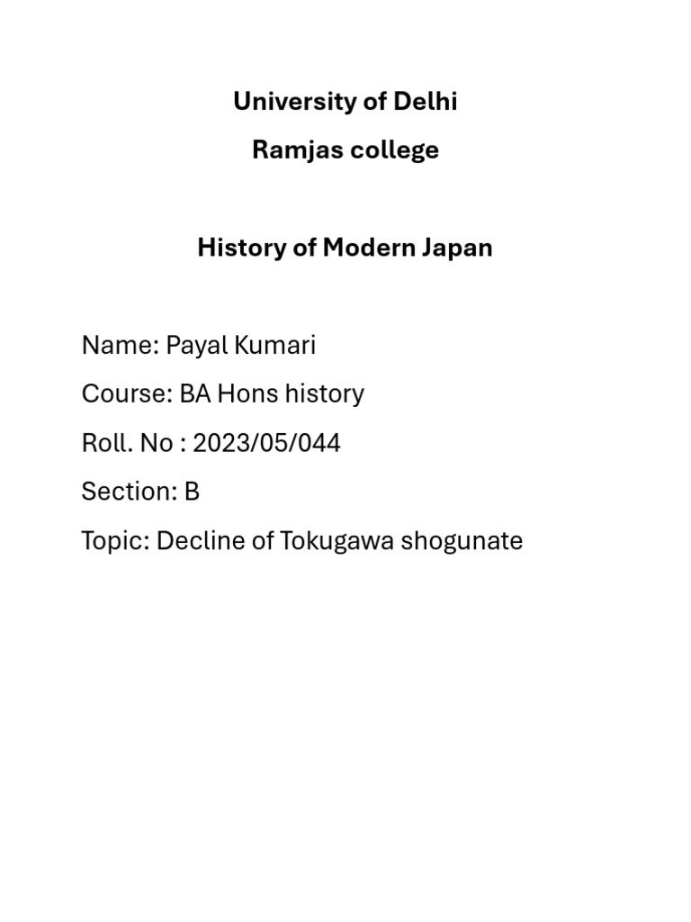 Decline of Tokugawa Shogunate | PDF | Shogun | Japan