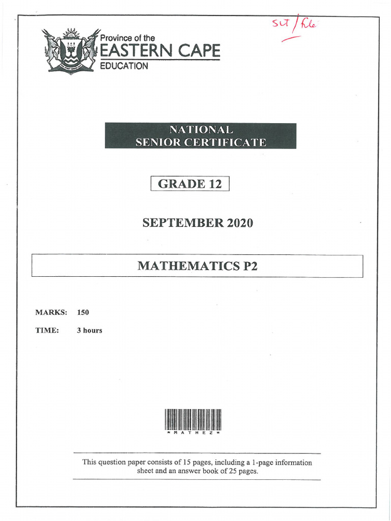 GR 12 2020 September Mathematics Paper 2 | PDF