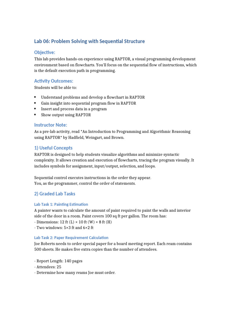 Lab 06 Sequential Structure | PDF