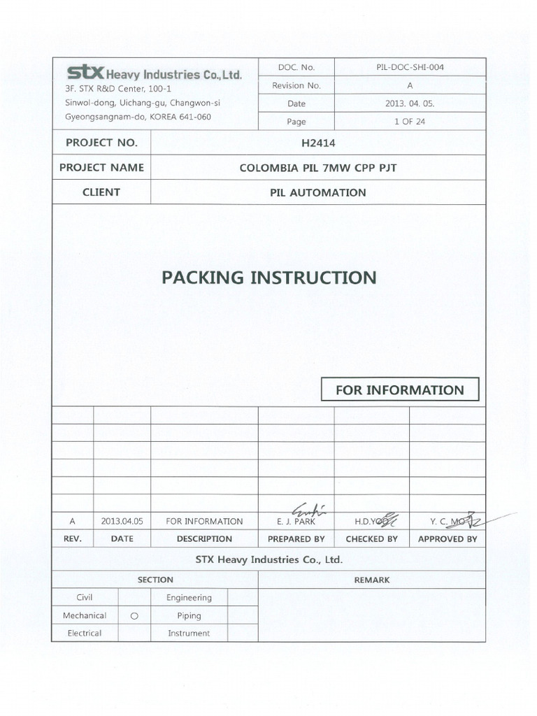 F-2 - PIL-DOC-SHI-004 - Packing Installation | PDF