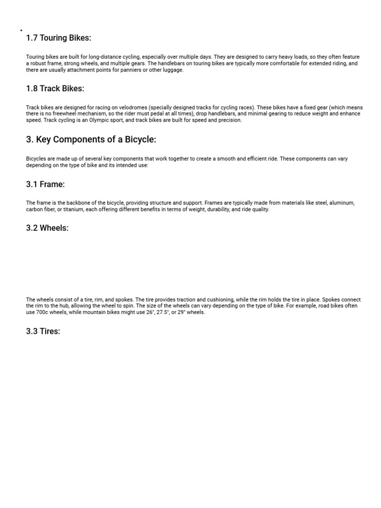 1.7 Touring Bikes:: 3. Key Components of A Bicycle | PDF