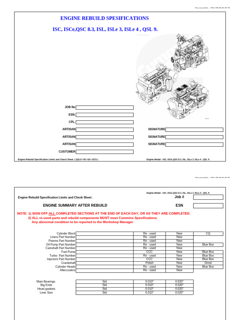 Isc, Isce, QSC 8.3, Isl, Isle 3, Isle 4, QSL 9. | PDF | Screw | Pump