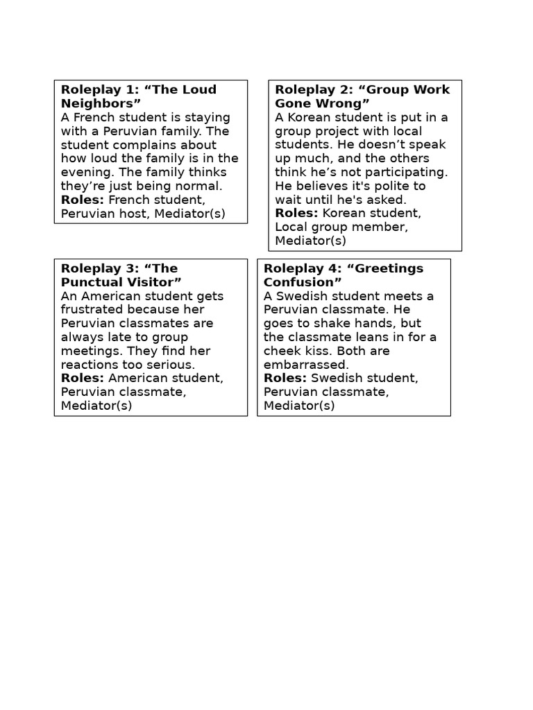 RolePlay Scenario Cards | PDF