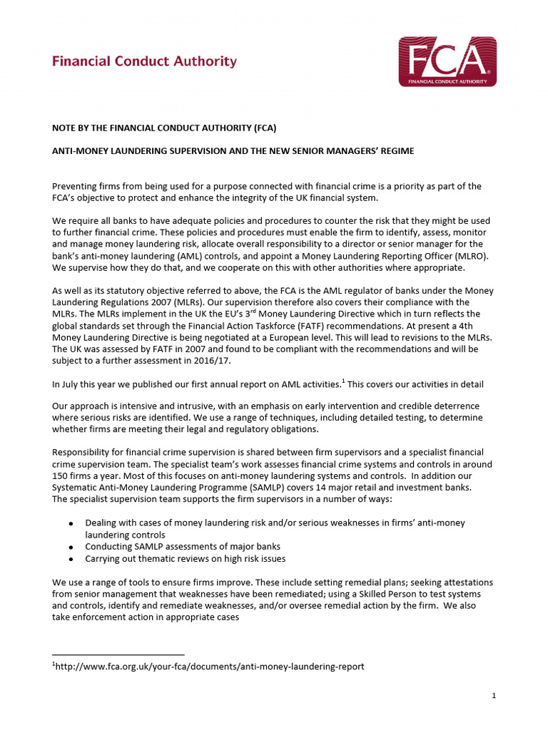 FCA Anti-Money Laundering Supervision | PDF | Regulatory Compliance ...