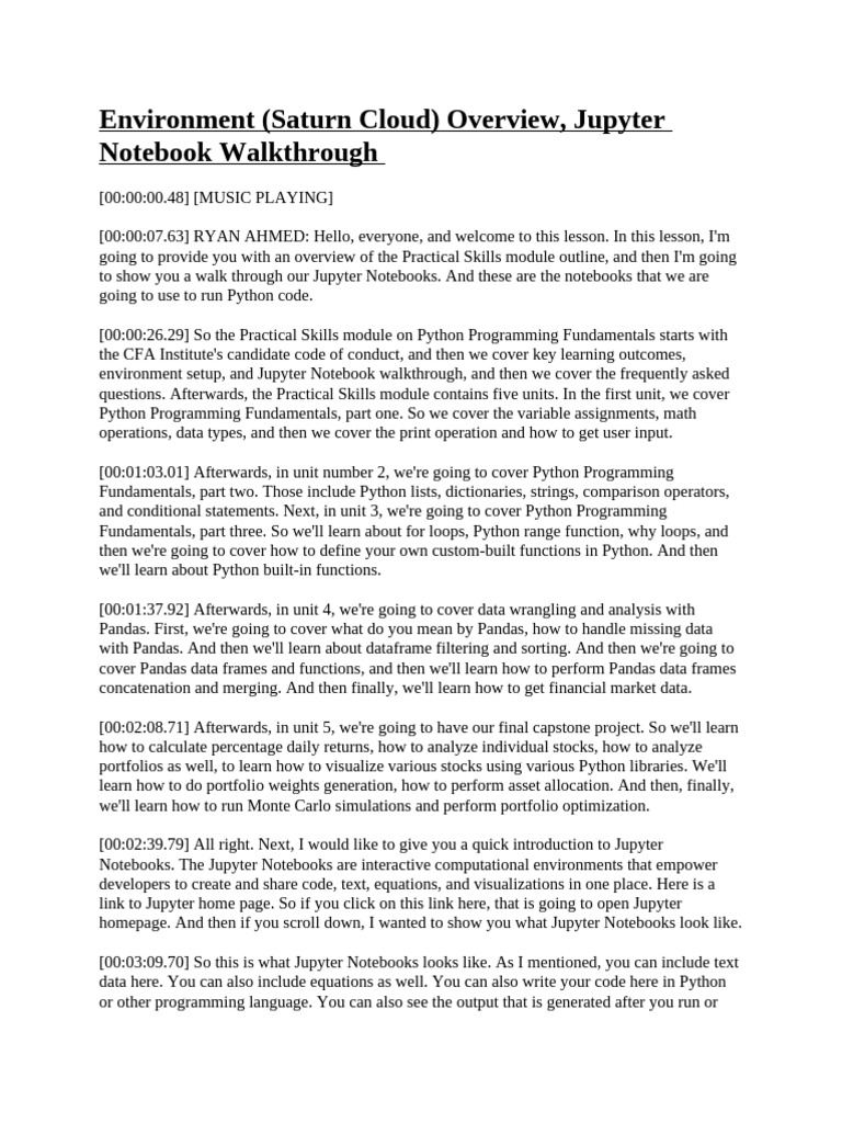 Environment Setup And Jupyter Notebook Walk Through 2 Pdf Python Programming Language