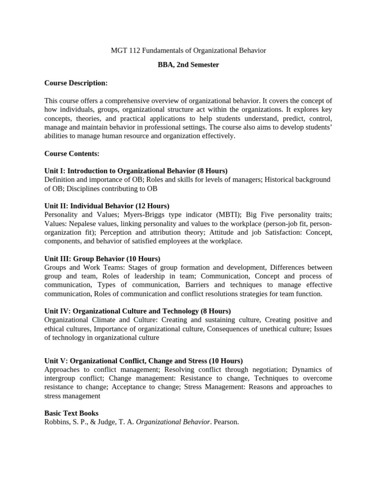 MGT 112: Organizational Behavior Overview | PDF | Communication | Organizational Culture