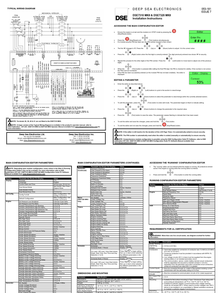 DSE7310 MKII DSE7320 MKII Installation Instruction 250316 221044 | PDF ...