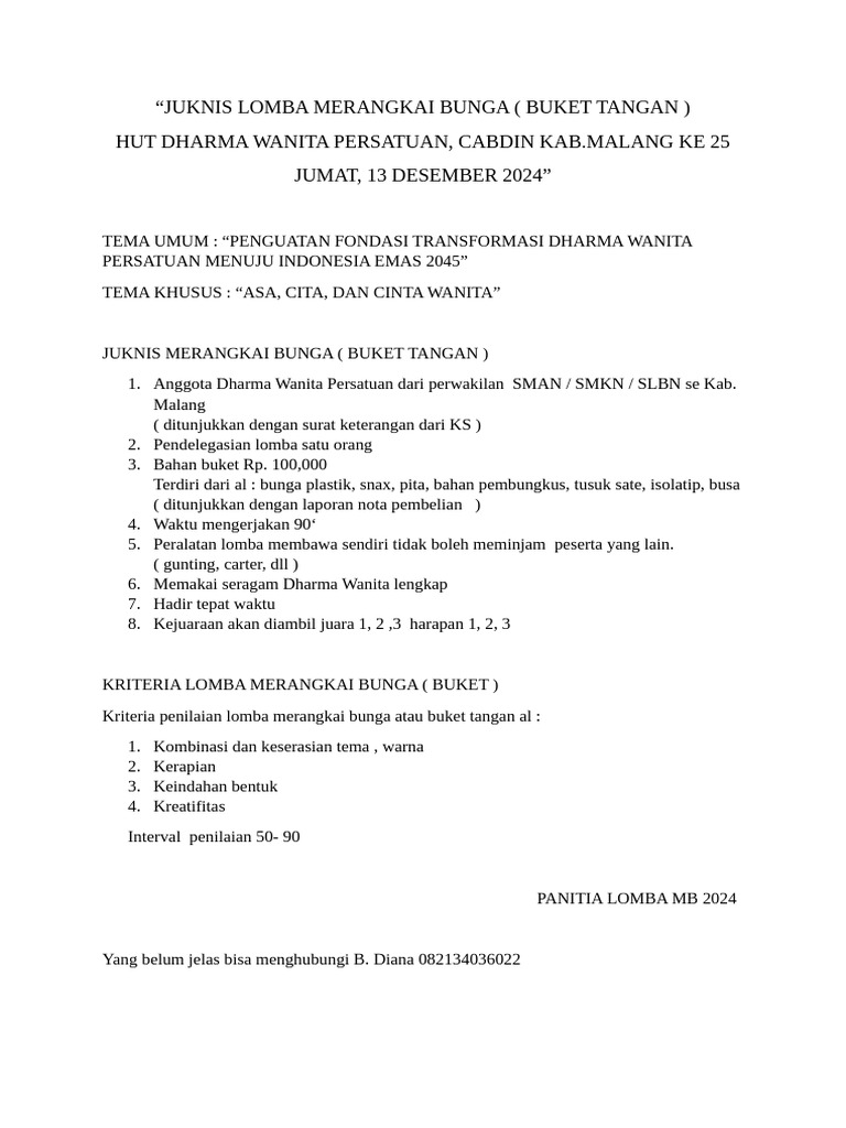 Juknis Lomba Merangkai Bunga | PDF