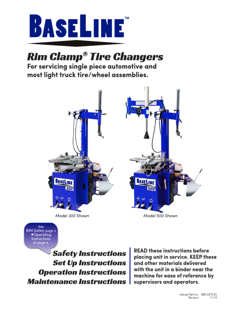 Coats Baseline 300 500 Manual | PDF | Tire | Vehicle Technology