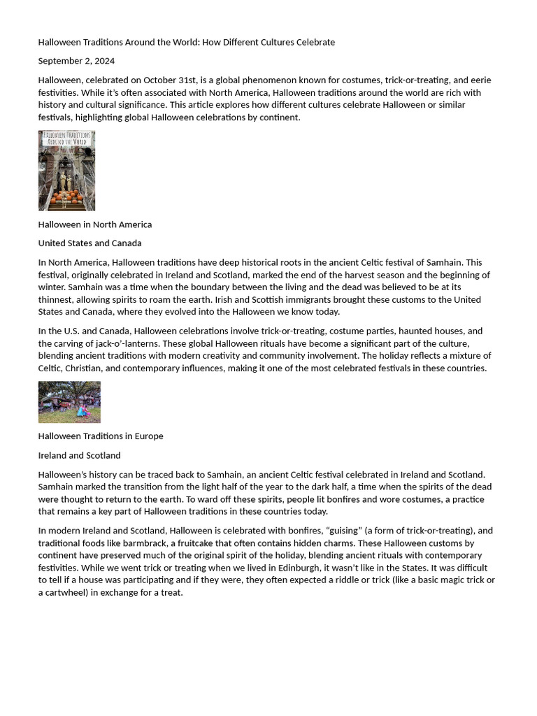 Halloween Traditions Around The World | PDF | Halloween | Trick Or Treating