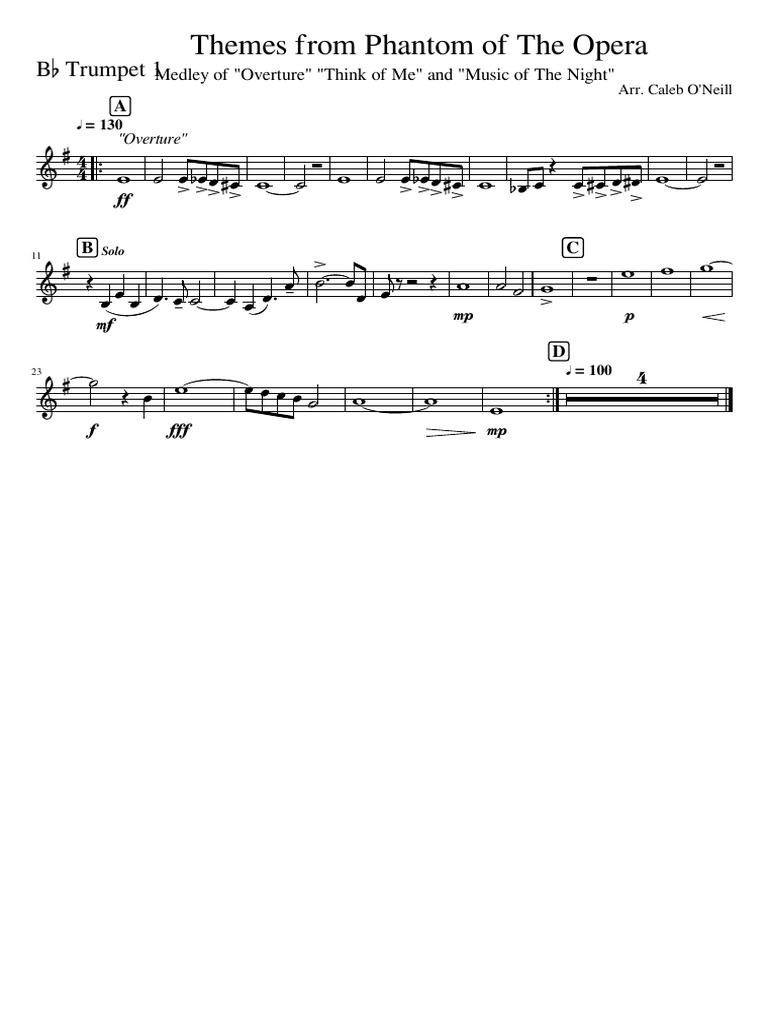 Themes From Phantom of The Opera-Bb Trumpet 1 | PDF