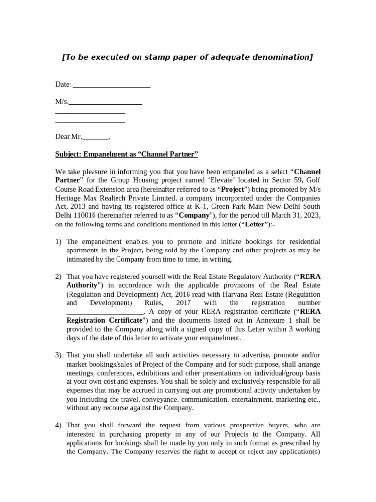 Channel Partner Agreement for Elevate Project | PDF | Indemnity ...