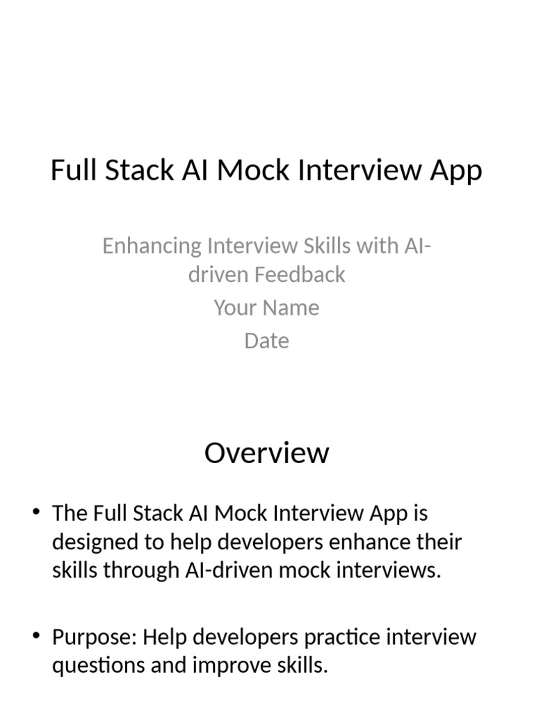 Full Stack AI Mock Interview App Presentation | PDF