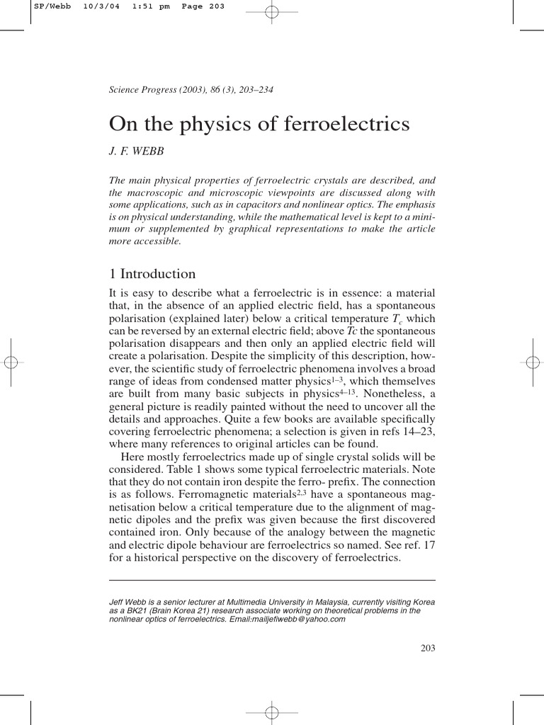 On_the_Physics_of_Ferroelectrics | PDF | Ferroelectricity | Dielectric